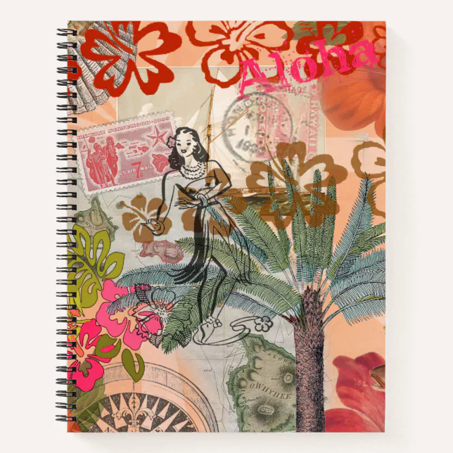 Vintage Flowers Hula Colorful Hawaiian Tropical Notebook | Zazzle