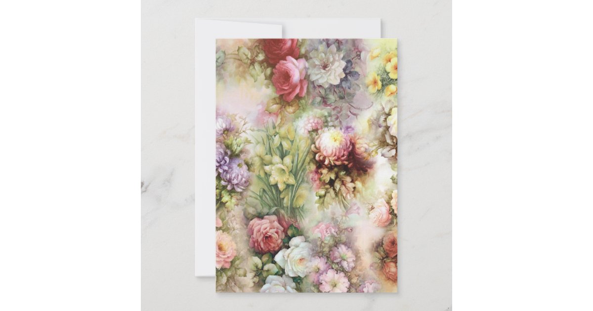 Vintage Flowers Note Card | Zazzle