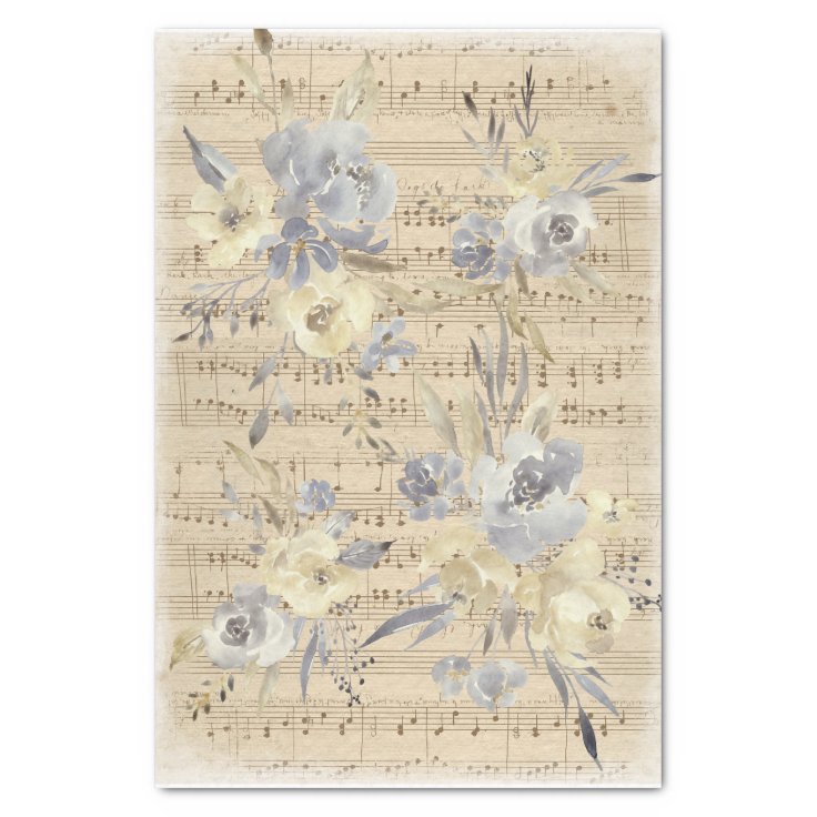 vintage flowers old music sheet | Zazzle