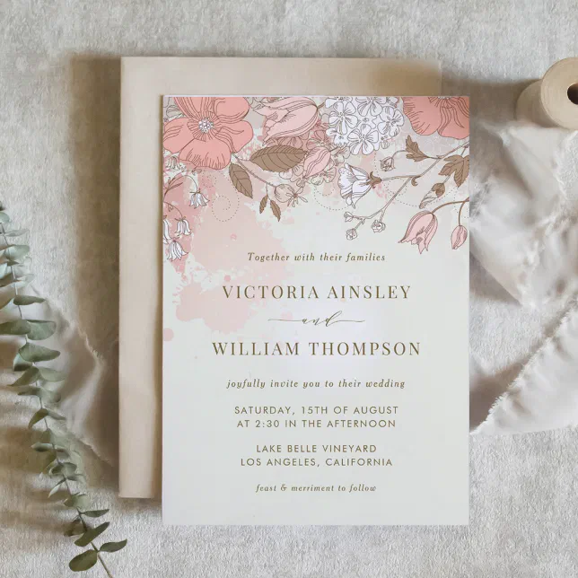 Vintage Flowers Spring Garden Wedding Invitation | Zazzle