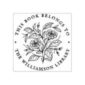 Vintage Flowers This Book Belongs To Library Book Rubber Stamp | Zazzle