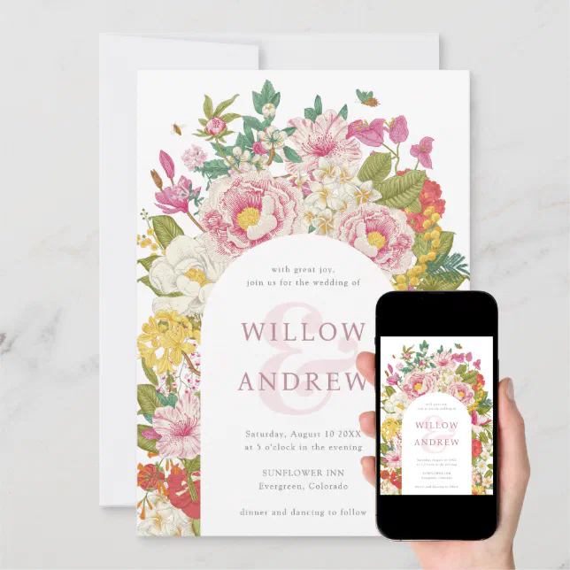 Vintage Flowers Wedding Invitation | Zazzle