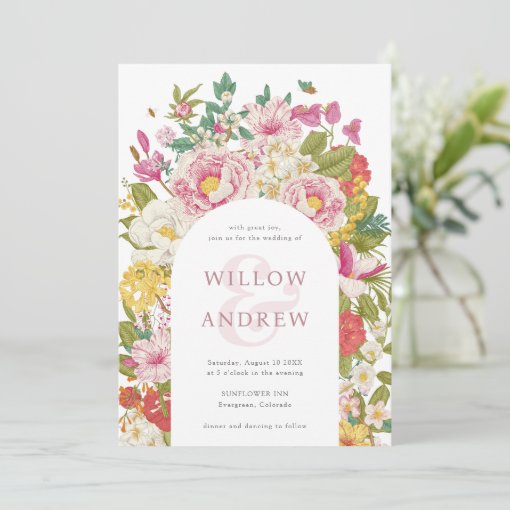 Vintage Flowers Wedding Invitation | Zazzle