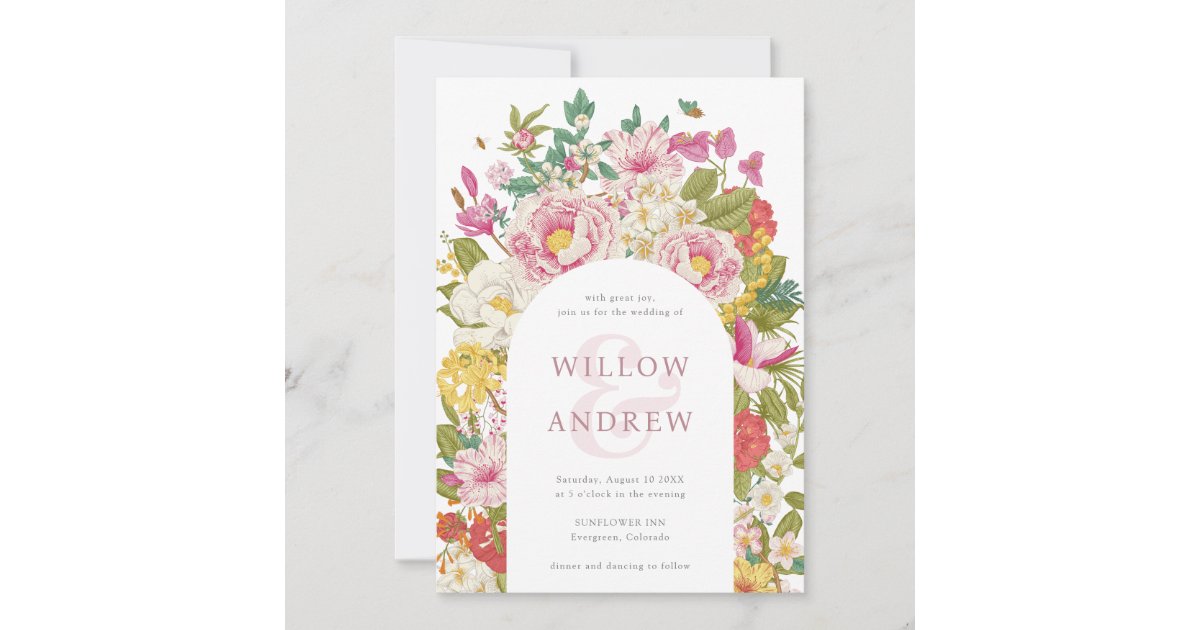 Vintage Flowers Wedding Invitation | Zazzle