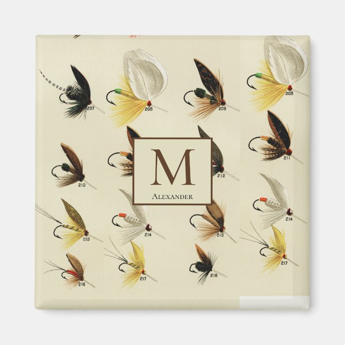 Vintage Fly Fishing Flies Watercolor Nautical Magnet | Zazzle.com