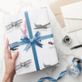 Vintage Flying Aircraft Wrapping Paper | Zazzle