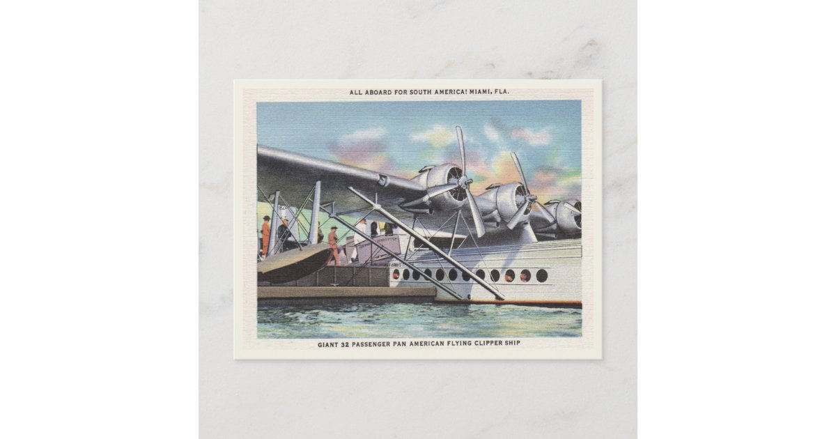 Vintage Flying Clipper Ship Miami Florida Postcard | Zazzle