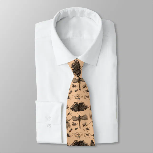 Vintage Flying Insects & Beetles Entomology Peach Neck Tie | Zazzle