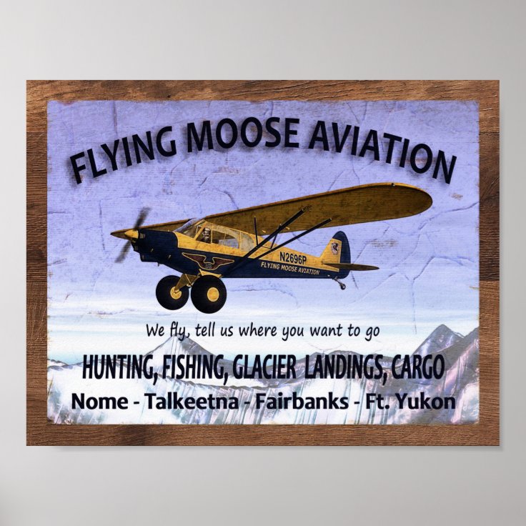 Vintage Flying Moose Aviation Sign | Zazzle