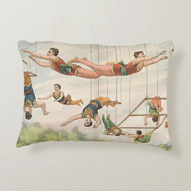 Vintage Flying Trapeze Circus Performers Pillow | Zazzle