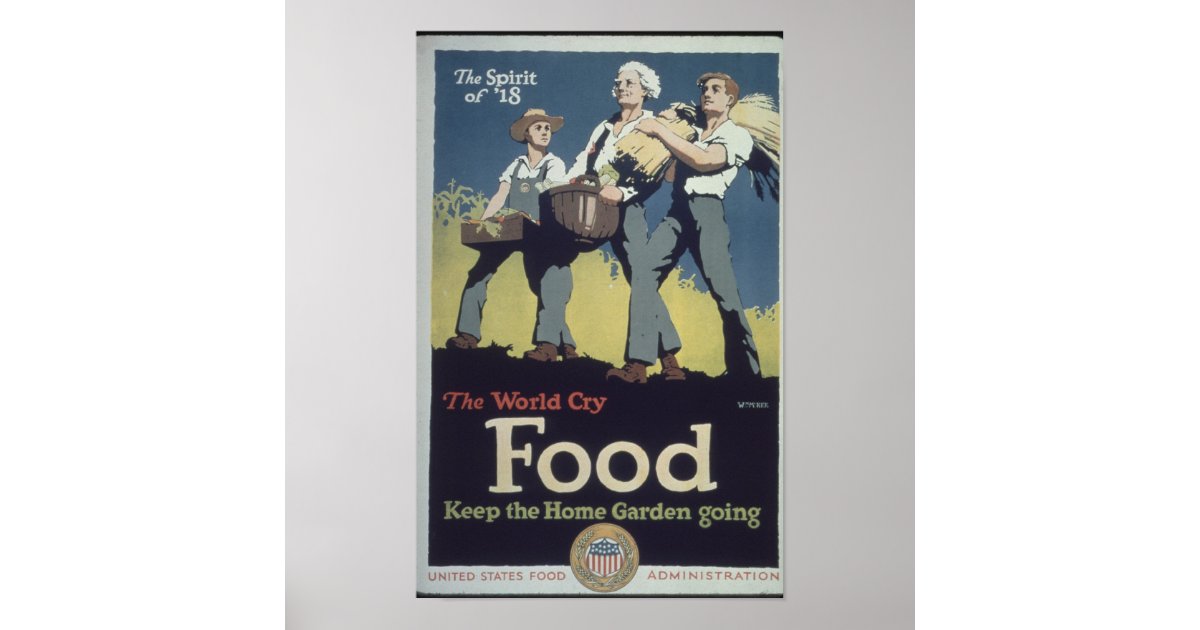 Vintage Food Farmer Propaganda for WWII Poster | Zazzle