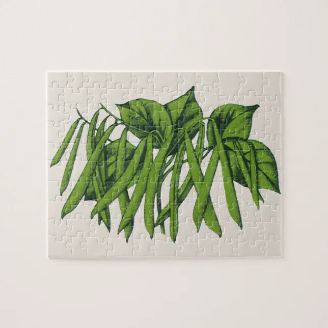 Vintage Food, Organic Green Beans Vegetables Jigsaw Puzzle | Zazzle