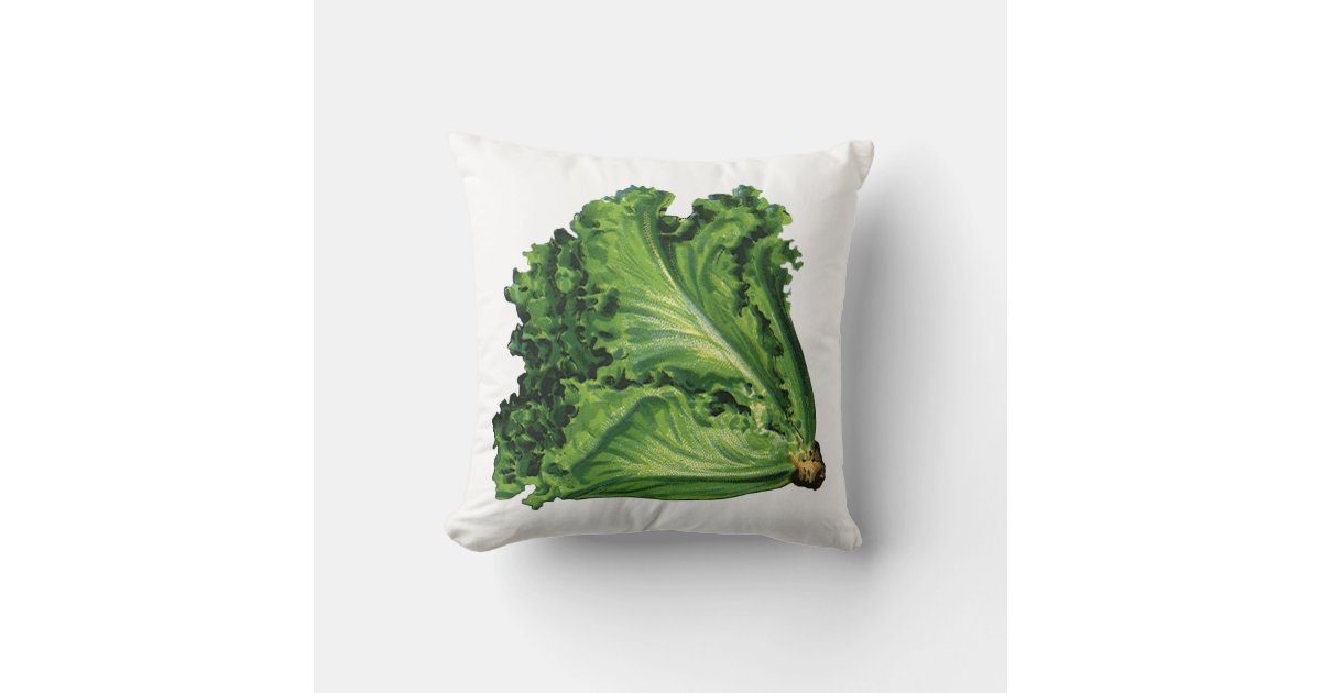 Vintage Foods, Green Leaf Lettuce Vegetables Throw Pillow | Zazzle