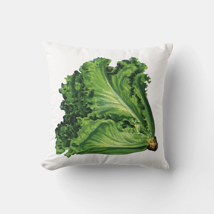 Vintage Foods, Green Leaf Lettuce Vegetables Throw Pillow | Zazzle