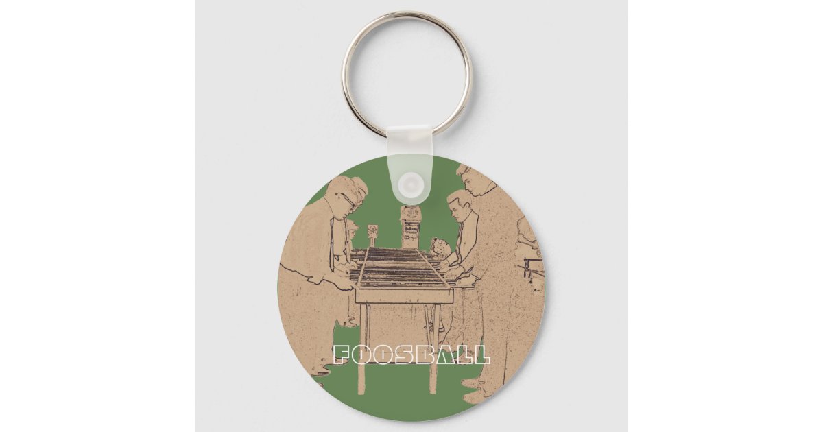 VINTAGE FOOSBALL FUZBOLL PHOTO ART TABLE FOOTBALL KEYCHAIN | Zazzle