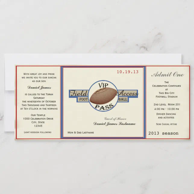 Vintage Football Field Pass Invitation | Zazzle