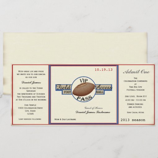 Vintage Football Field Pass Invitation | Zazzle