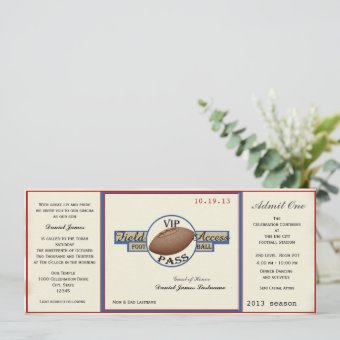 Vintage Football Field Pass Invitation | Zazzle