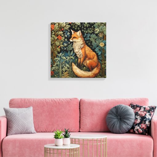 Vintage Forest Fox William Morris Inspired Botany Canvas Print | Zazzle