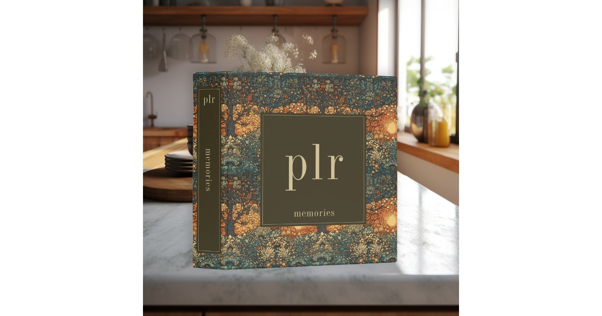 Vintage Forest William Morris Monogram Keepsake 3 Ring Binder | Zazzle