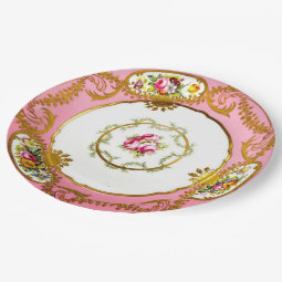 Vintage Formal China Pattern Paper Dinner Plate | Zazzle