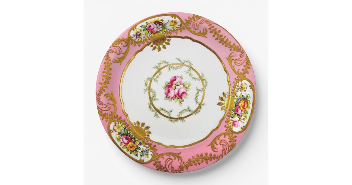 Vintage Formal China Pattern Paper Dinner Plate | Zazzle