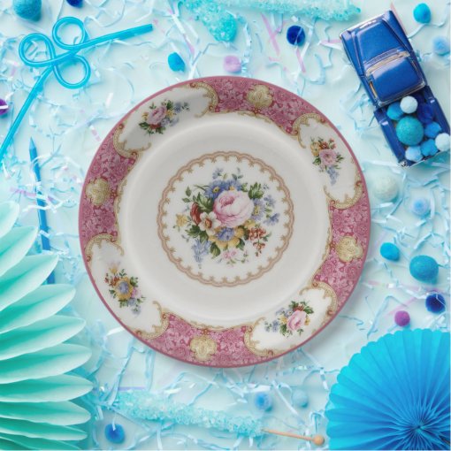 Vintage Formal China Pattern Paper Dinner Plate | Zazzle