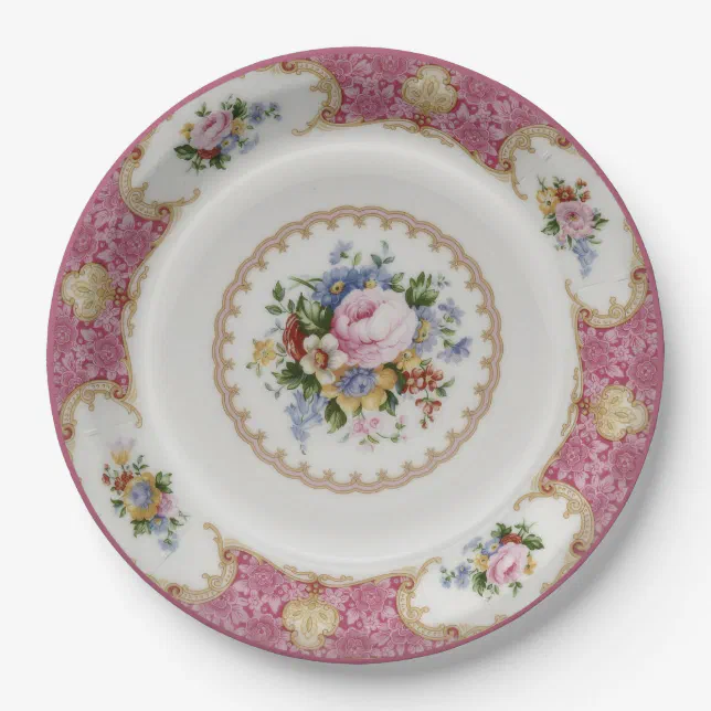 Vintage Formal China Pattern Paper Dinner Plate | Zazzle