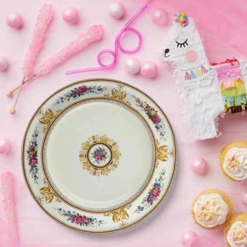 Vintage Formal China Pattern Paper Dinner Plate | Zazzle