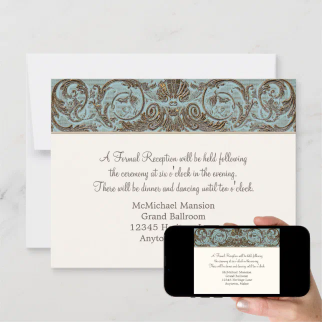 Vintage Formal Reception French Gold Lace Baroque Invitation | Zazzle