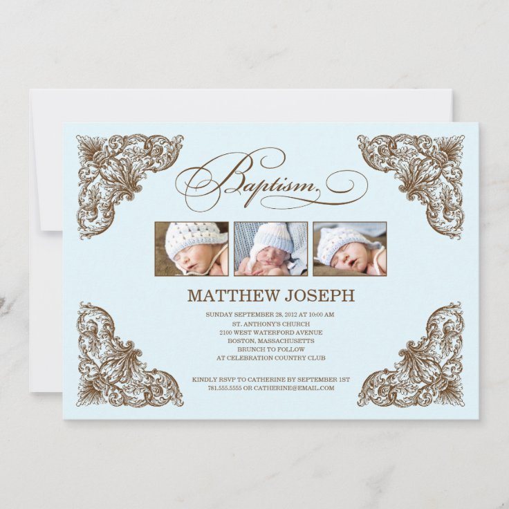 VINTAGE FRAME | BAPTISM INVITATION | Zazzle