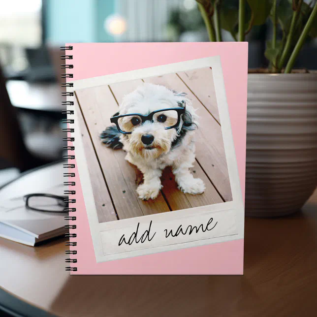 Vintage Frame Custom Photo Blush Pink Notebook | Zazzle