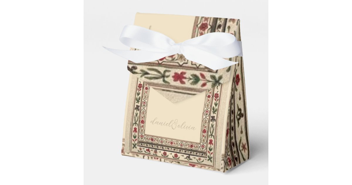 Vintage Frame Ethnic Motif Wedding Favor Boxes | Zazzle