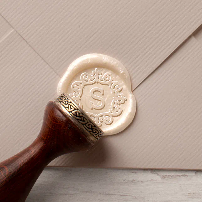 Vintage Frame & Monogram Wax Seal Stamp | Zazzle