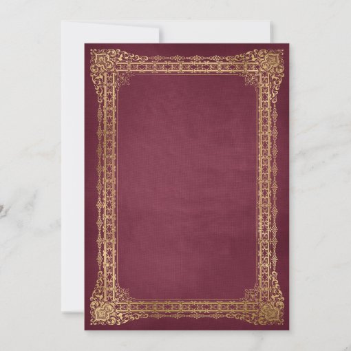 Vintage Frame Red Gold Wedding Invitation | Zazzle