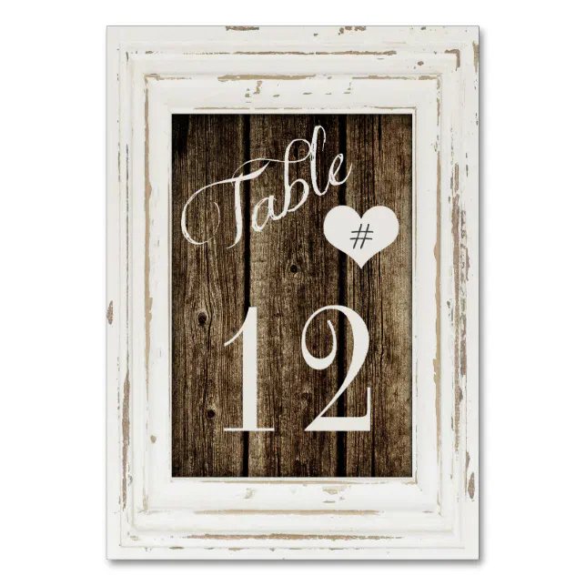 Vintage Frame Rustic Wood Typography Table Number | Zazzle