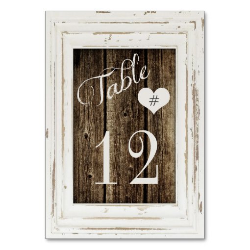 Vintage Frame Rustic Wood Typography Table Number | Zazzle