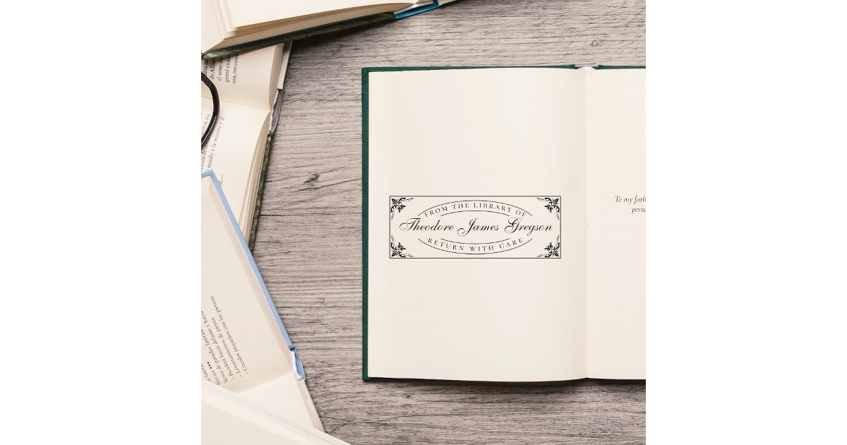 Vintage Frame & Script Custom From The Library Of Rubber Stamp | Zazzle