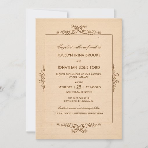 Vintage Frame Wedding Invitation | Zazzle