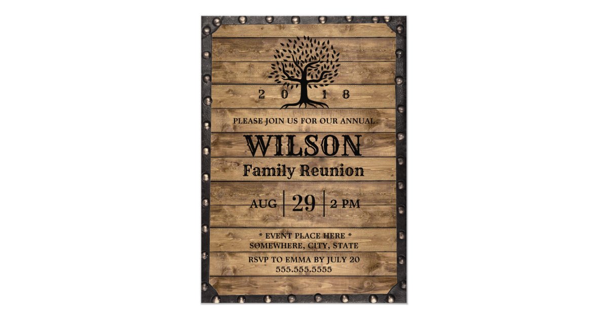 Vintage Framed Rustic Family Tree Family Reunion Invitation | Zazzle.com