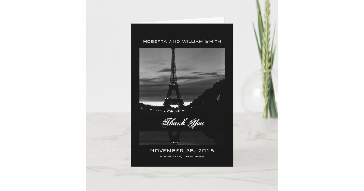 Vintage France Paris Eiffel tower reflection Thank You Card | Zazzle