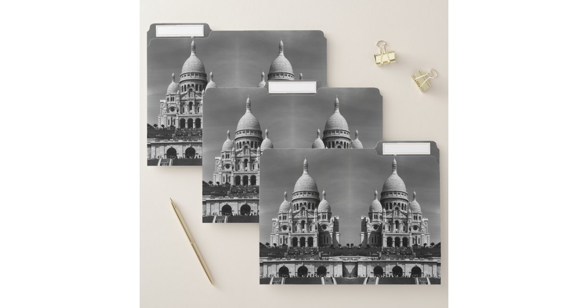 Vintage France Paris Sacre Coeur Basilica Postcard File Folder | Zazzle