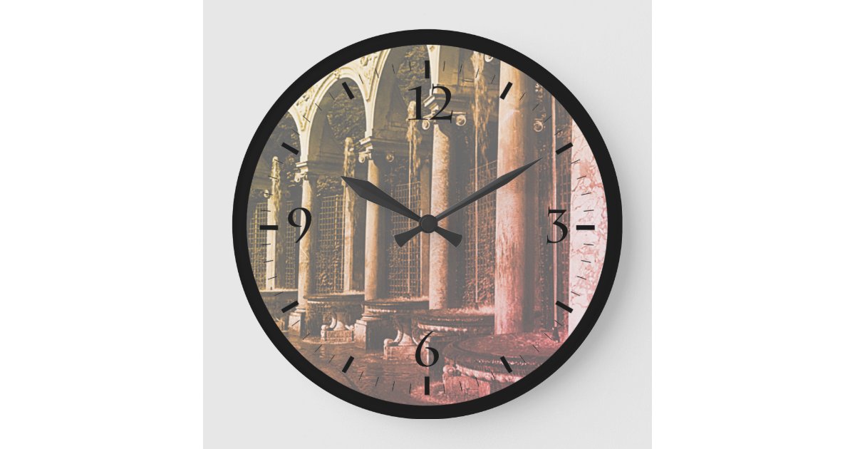 Vintage France Versailles palace Colonnade Grove L Large Clock | Zazzle
