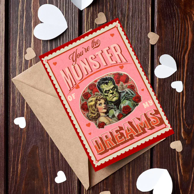 Vintage Frankenstein Horror Valentine's Day Card | Zazzle