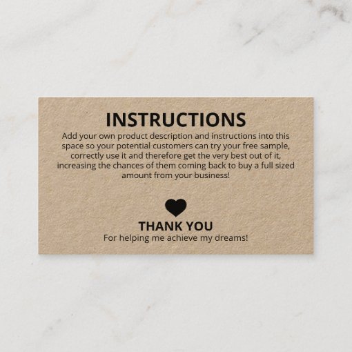 Vintage Free Sample Ingredients Thank You Business Card | Zazzle