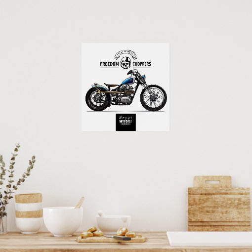 Vintage Freedom Chopper Motorcycle Poster | Zazzle