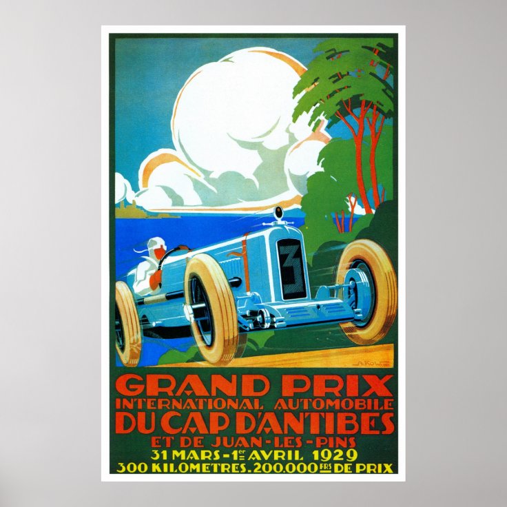 Vintage French 1920s Racing cars Grand Prix Poster | Zazzle