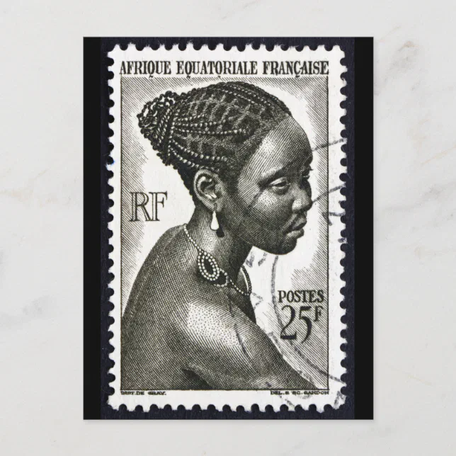 Vintage French African Woman Travel Postcard | Zazzle