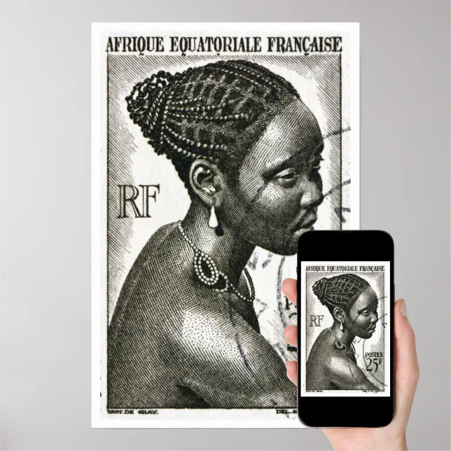 Vintage French African Woman Travel Poster | Zazzle