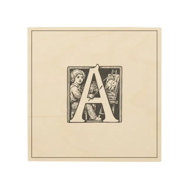 Vintage French Alphabet Block "A" Wood Art | Zazzle